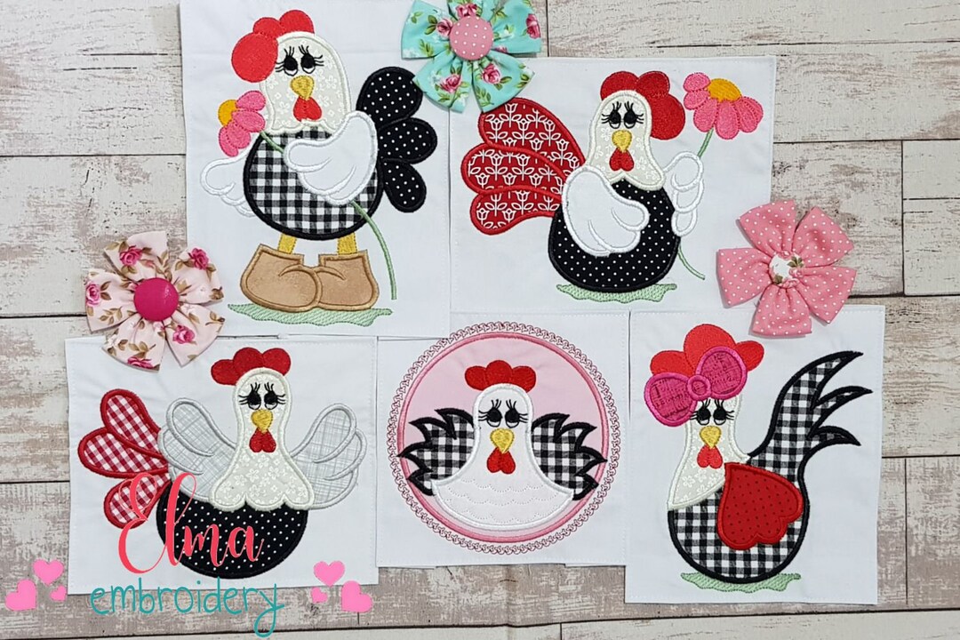 Chicken Applique Embroidery Design: Farm Animal Collection (digital ...