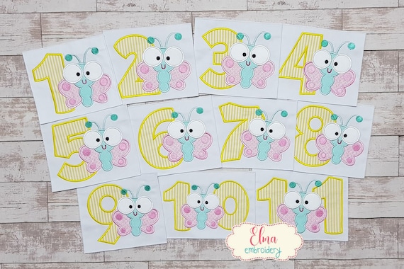 Butterfly Birthday Numbers Set of 1-11 Applique 4x4 5x5 - Etsy