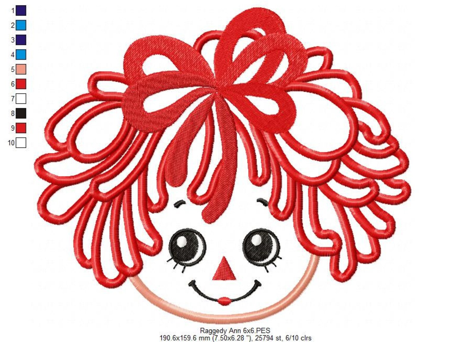 Raggedy Ann Applique Embroidery Design (digital Download) - Etsy