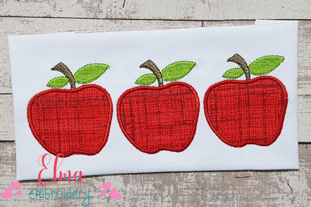 Three Apples Applique - Machine Embroidery Design (digital Download) - Etsy