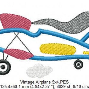 Vintage Airplane Applique: Machine Embroidery Design (digital Download ...