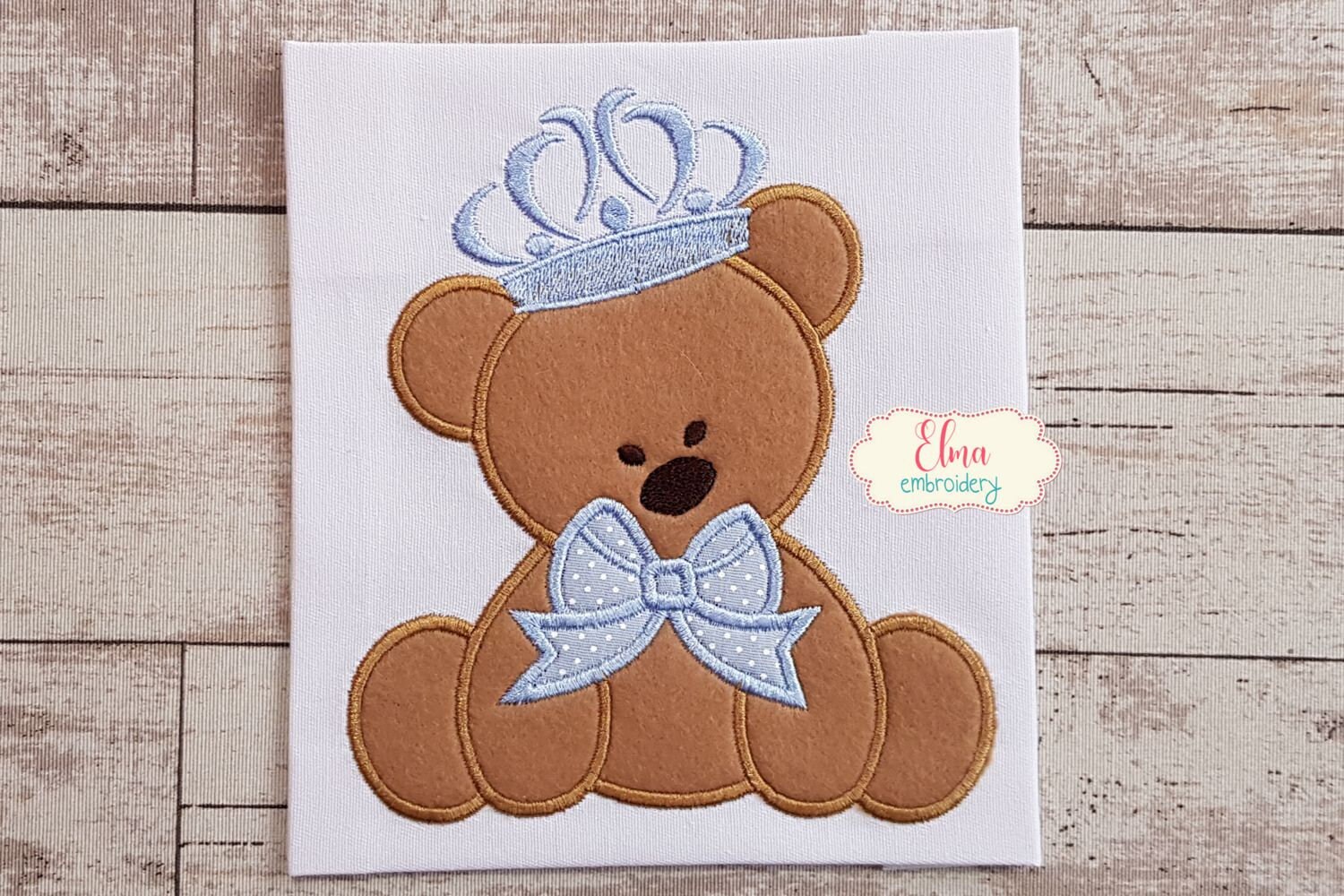 Prince Bear with Bow and Crown Machine Embroidery Design | Etsy