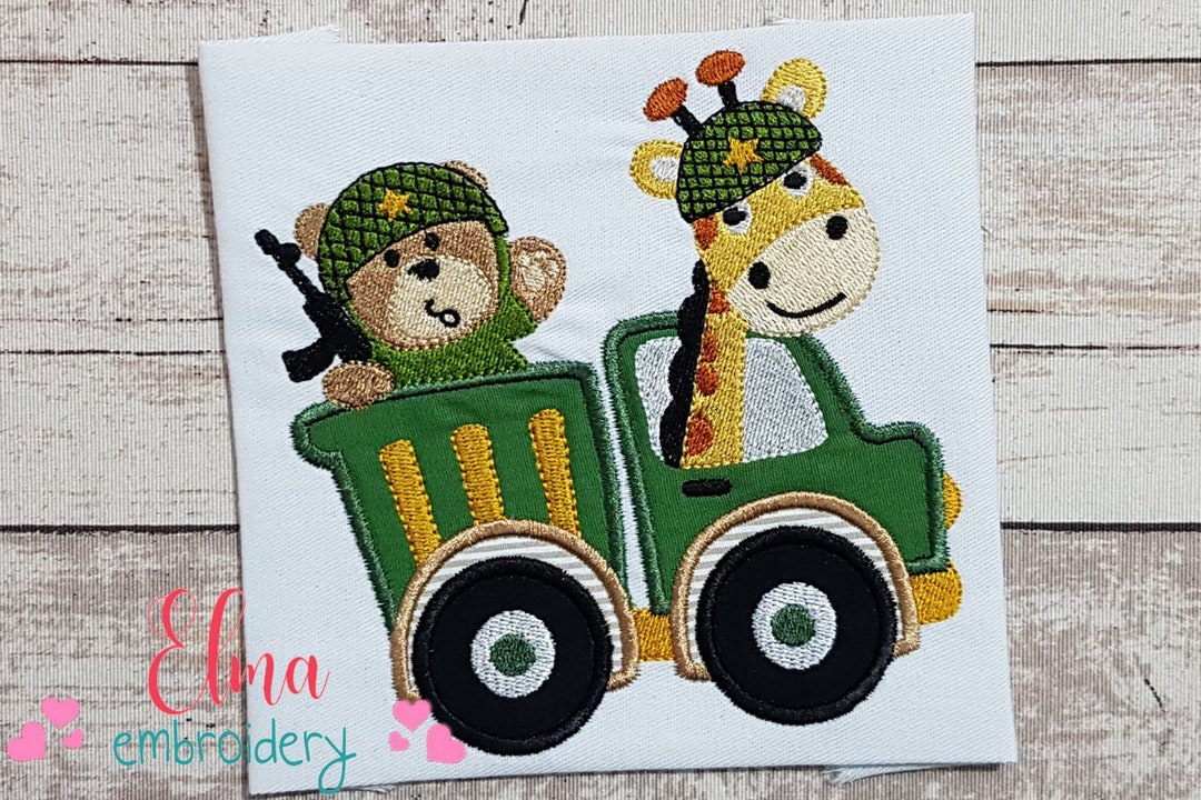 Military Soldier Giraffe and Bear - Machine Embroidery Design ...