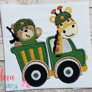 Military Soldier Giraffe and Bear - Machine Embroidery Design ...
