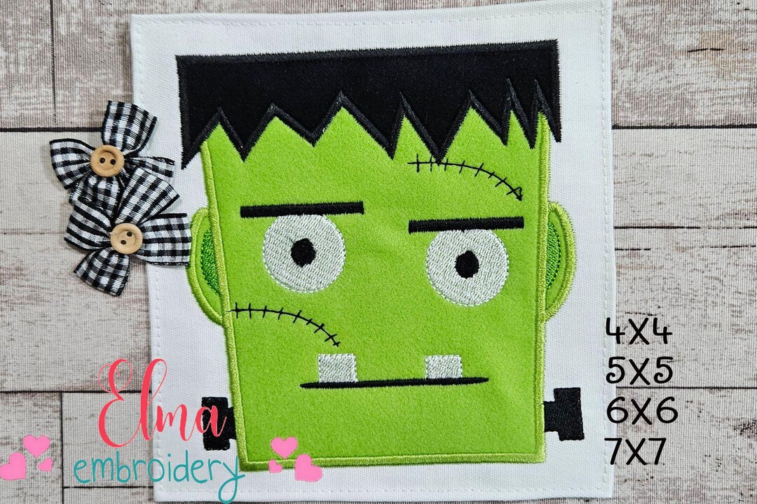 Frankenstein - Applique - 4x4 5x5 6x6 7x7 - Halloween Embroidery ...