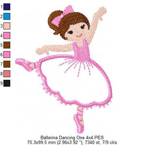 Ballerina Dancing 01 - Applique - 4x4 5x4 5x7 5x8 6x10 7x12 - Machine ...