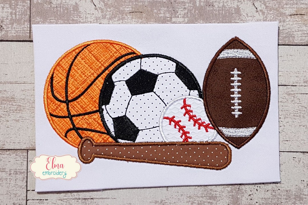 Sports Balls - Machine Embroidery Design - Applique - Football Soccer ...