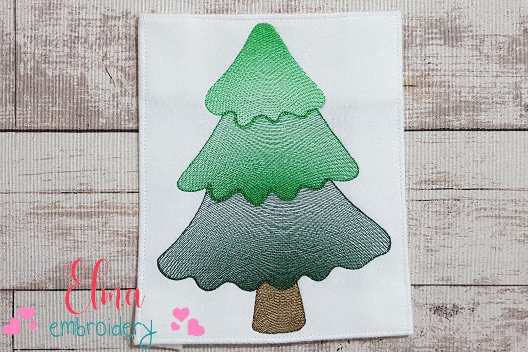 Pine Tree Machine Embroidery Design: Rippled Stitch (digital Download ...