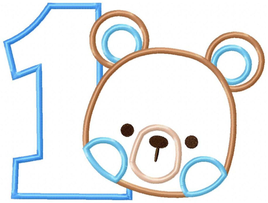 Teddy Bear Boy Number 1 One 1st Birthday Applique Embroidery - Etsy