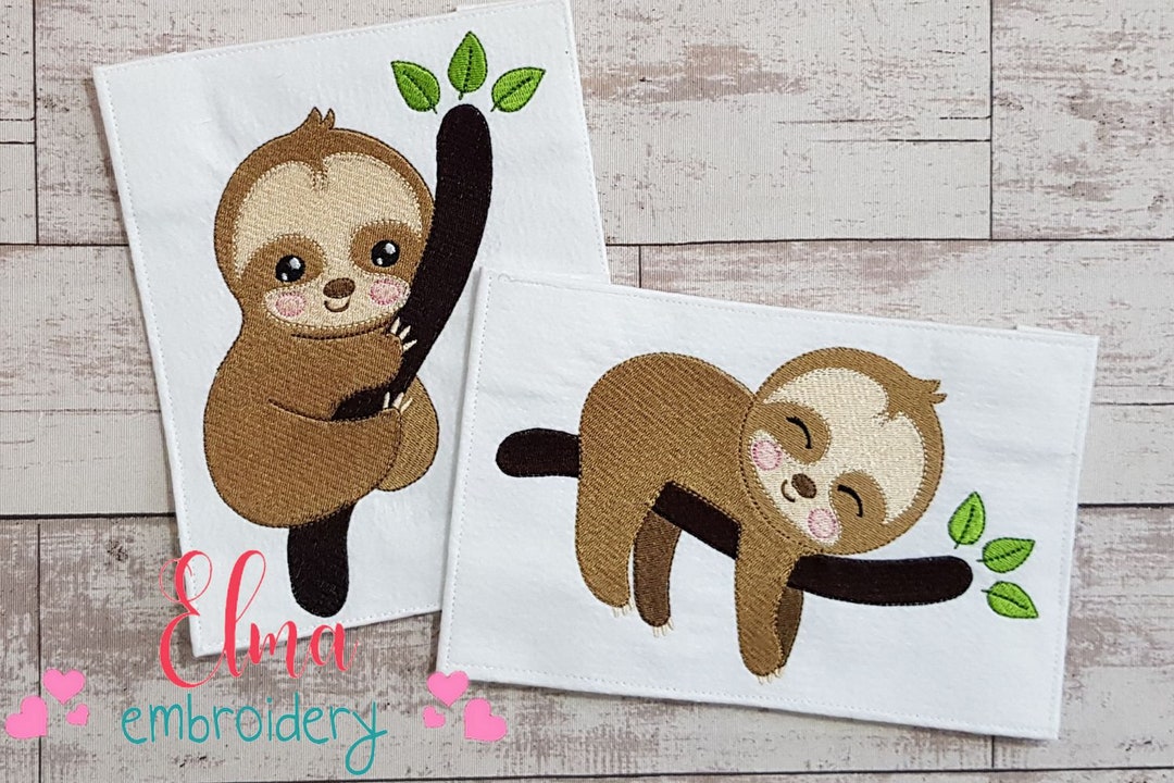 Baby Sloth Tree - Set of 2 Designs - Machine Embroidery Design - Fill ...