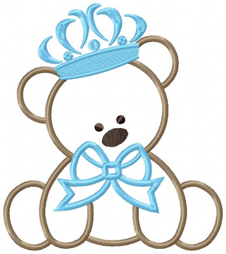 Prince Bear With Bow and Crown Machine Embroidery Design - Etsy