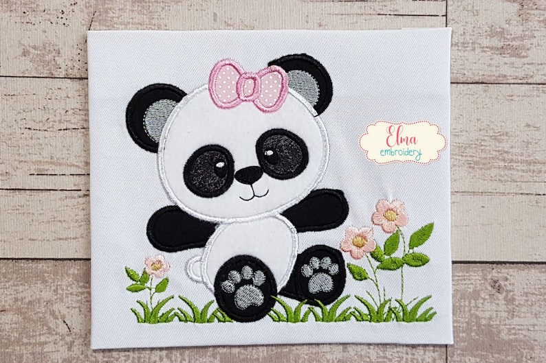 Panda Bear Girl Machine Embroidery Design Applique | Etsy