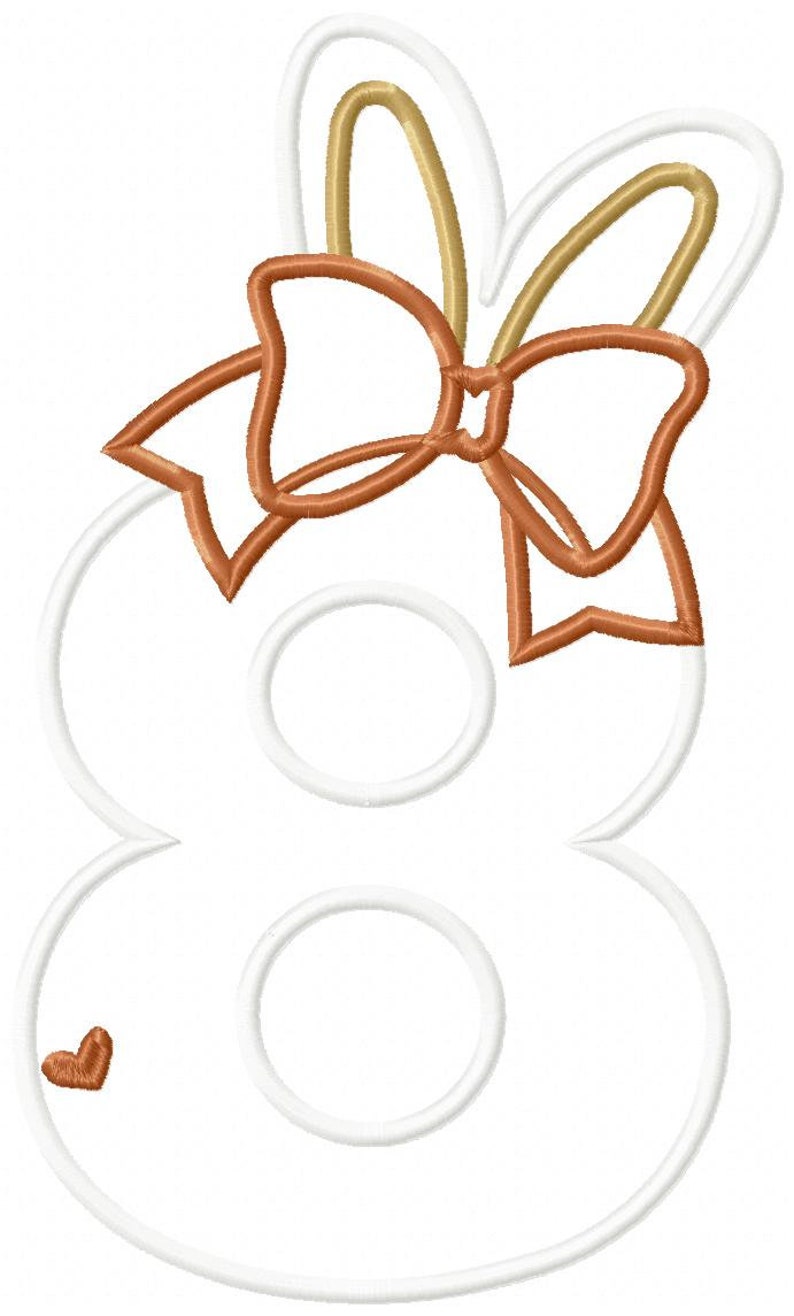 Bunny Ears Birthday Set Numbers 1-9 Applique 4x4 5x7 6x10 | Etsy