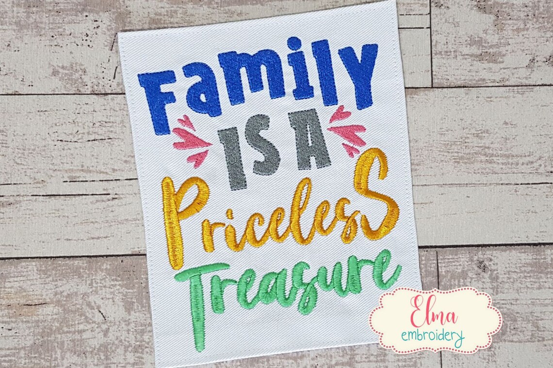 Family is a Priceless Treasure Embroidery Sayings 4x4 5x5 - Etsy