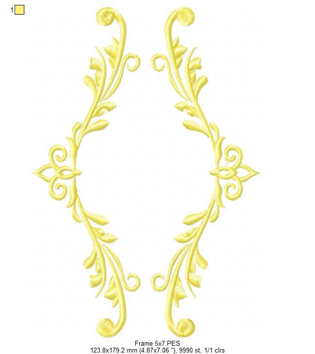 Arabesque Frame Fill Stitch Embroidery 4x4 5x7 7x12 | Etsy