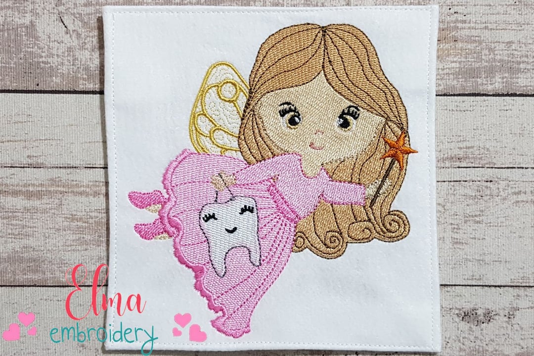 Cute Tooth Fairy - Fill Stitch - Fairy Embroidery - 4x4 5x5 6x6 7x7 ...
