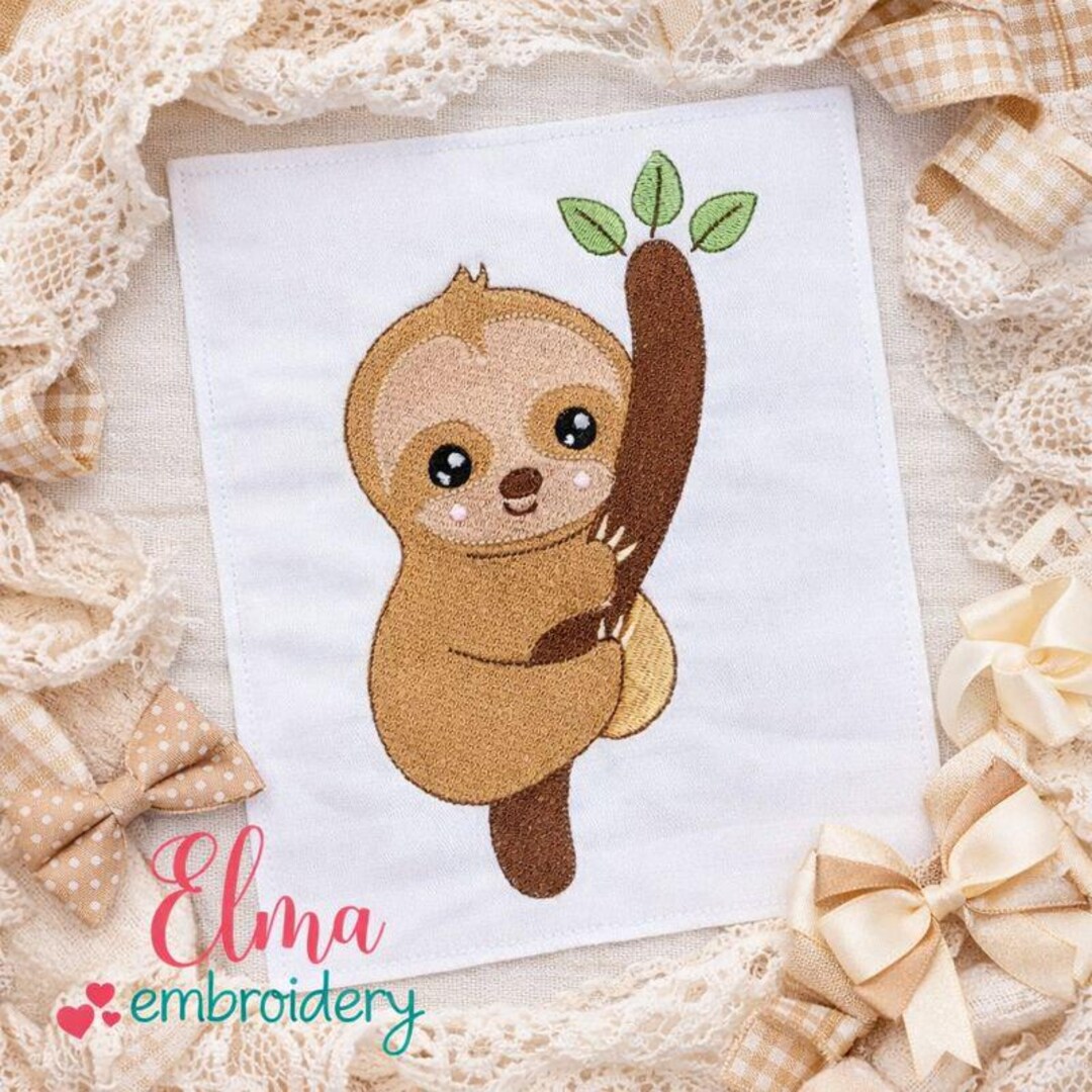 Baby Sloth Embroidery Design: Fill Stitch Animal (digital Download) - Etsy