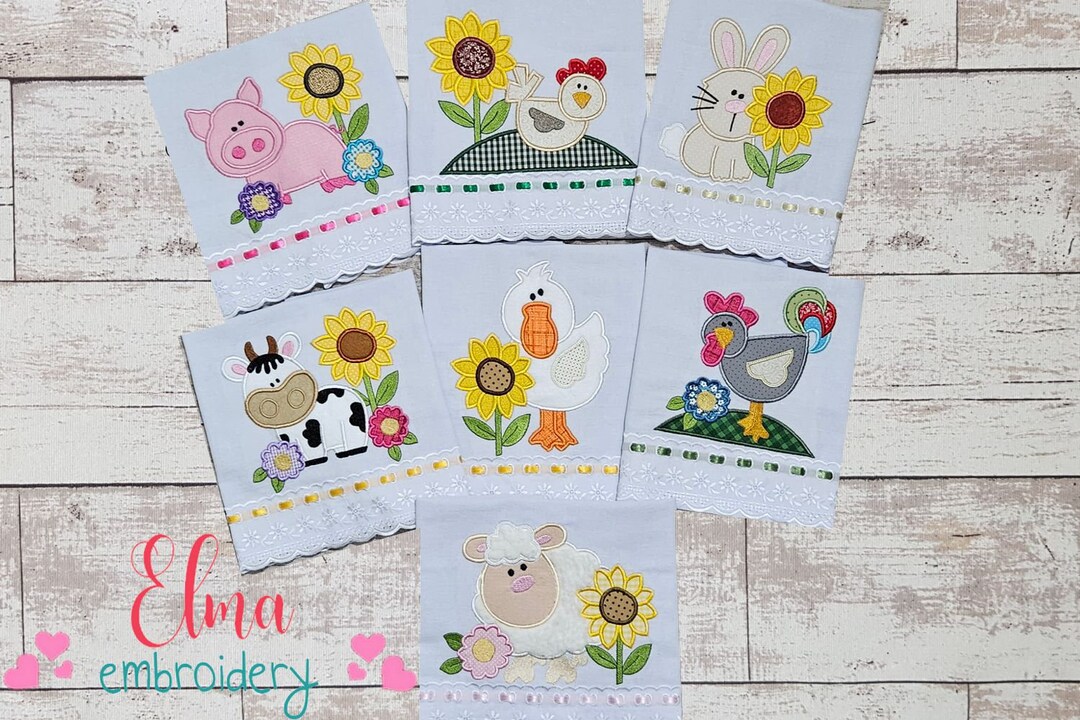 Farm Animals Applique - Machine Embroidery Design - 4x4 5x5 6x6 7x7 ...