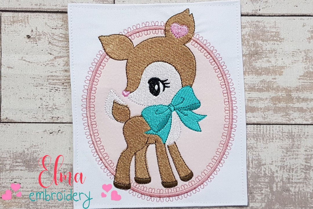 Baby Deer Little Doe Frame Machine Embroidery Design Applique Animal ...
