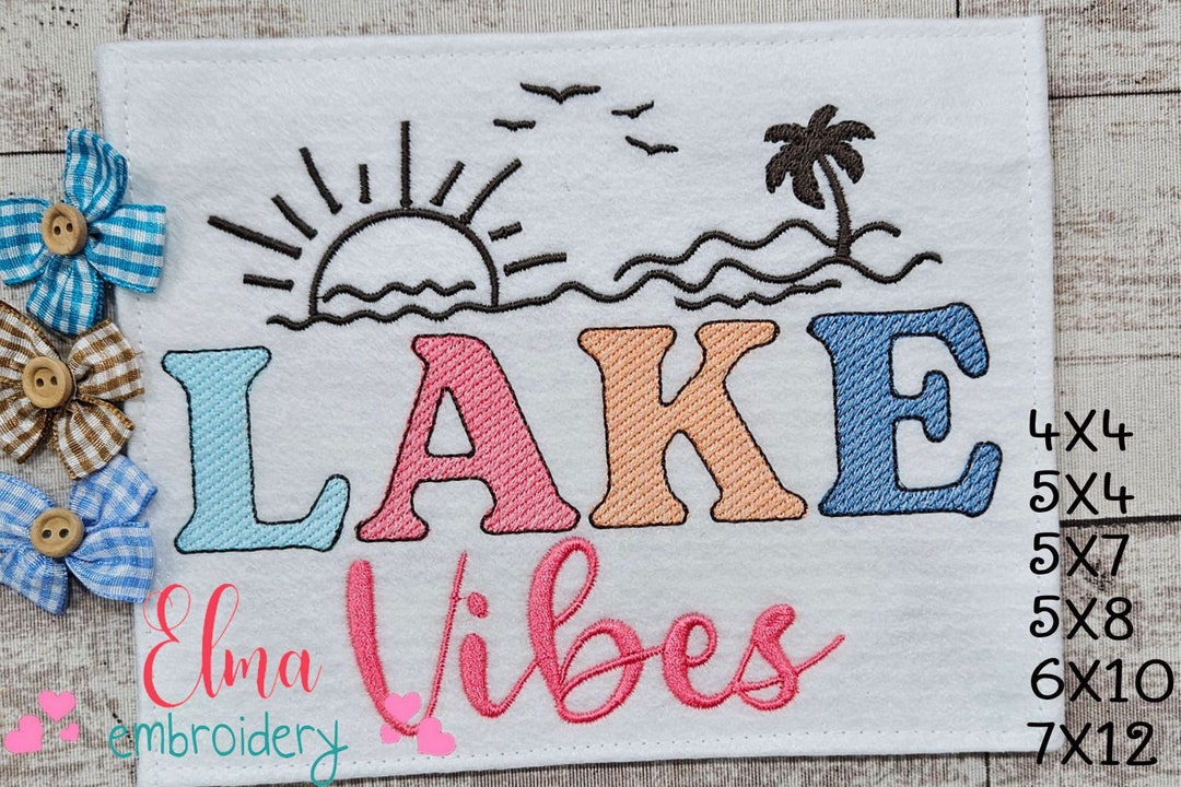 Lake Vibes Machine Embroidery Design: Summer Fill Stitch (digital ...
