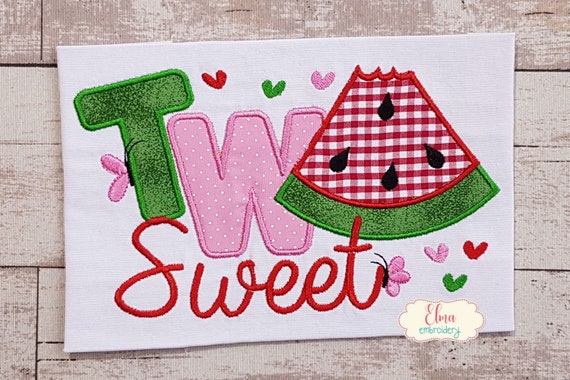 Two Sweet Watermelon 2nd Birthday Applique 4x4 5x4 5x7 5x8 | Etsy