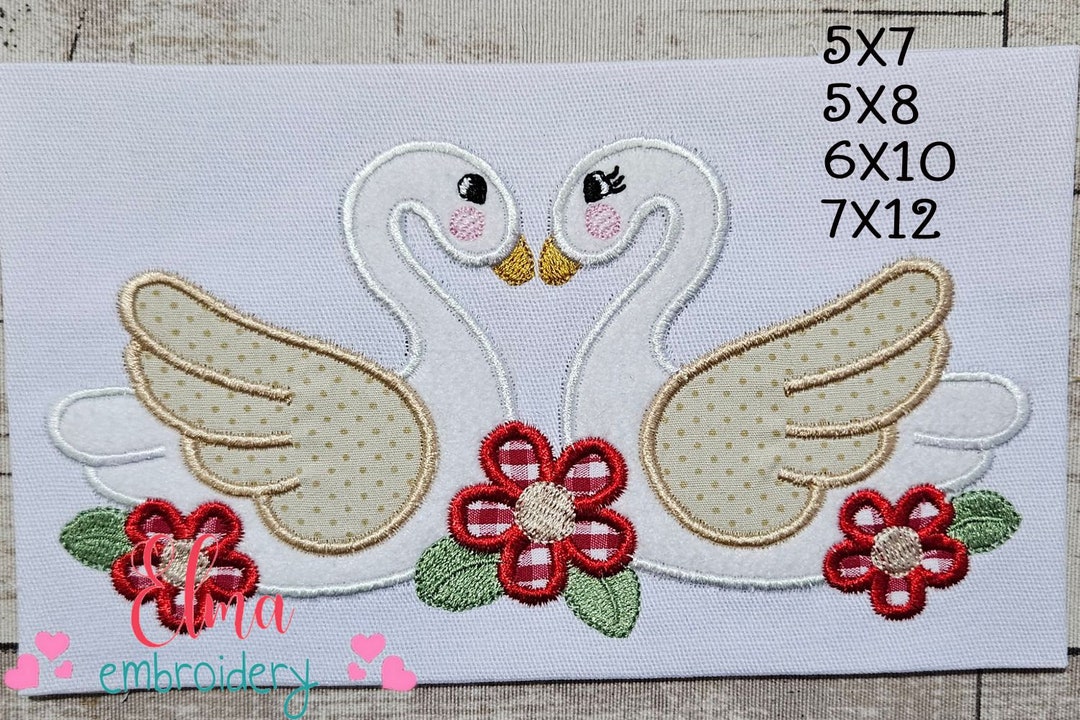 Swan Couple - Machine Embroidery Design - Applique - Animal Embroidery ...