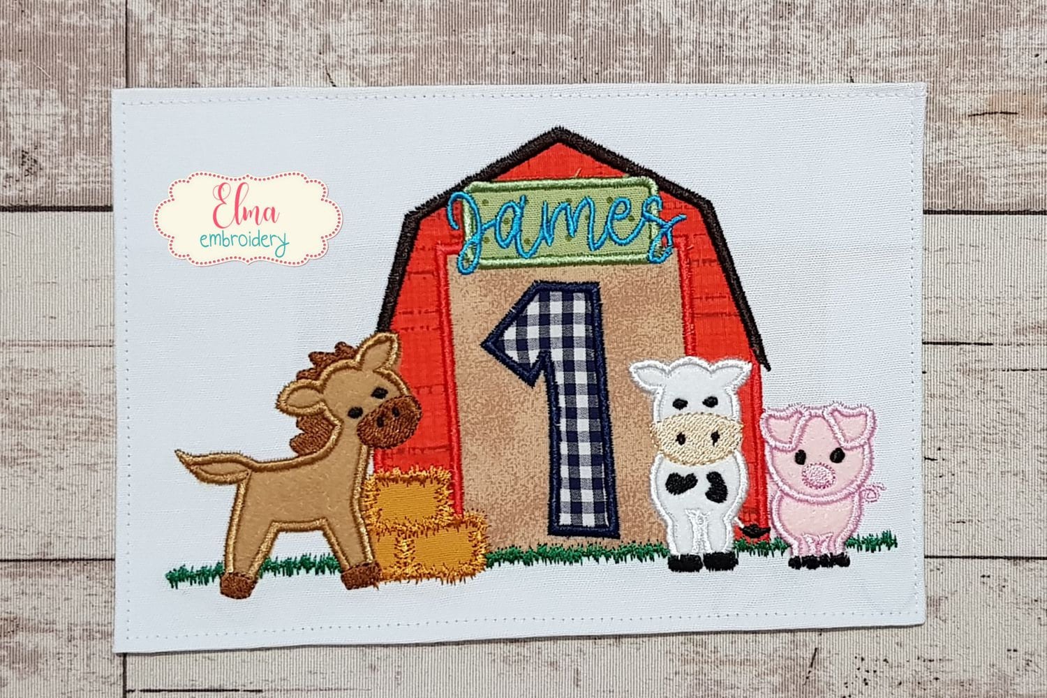 Barn 1st Birthday Farm Animals Number 1 One Applique | Etsy