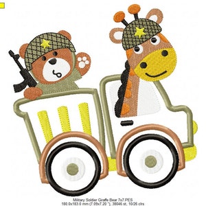 Military Soldier Giraffe and Bear Machine Embroidery Design - Etsy