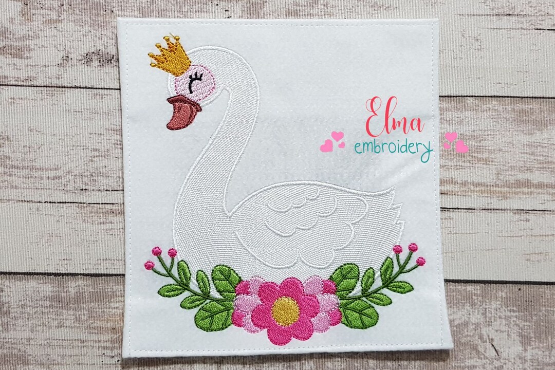 Princess Swan - Machine Embroidery Design - Fill Stitch Embroidery ...