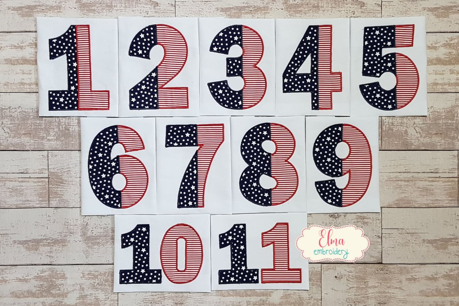 Patriotic Numbers Birthday Set Numbers 1-11 Applique 4x4 - Etsy