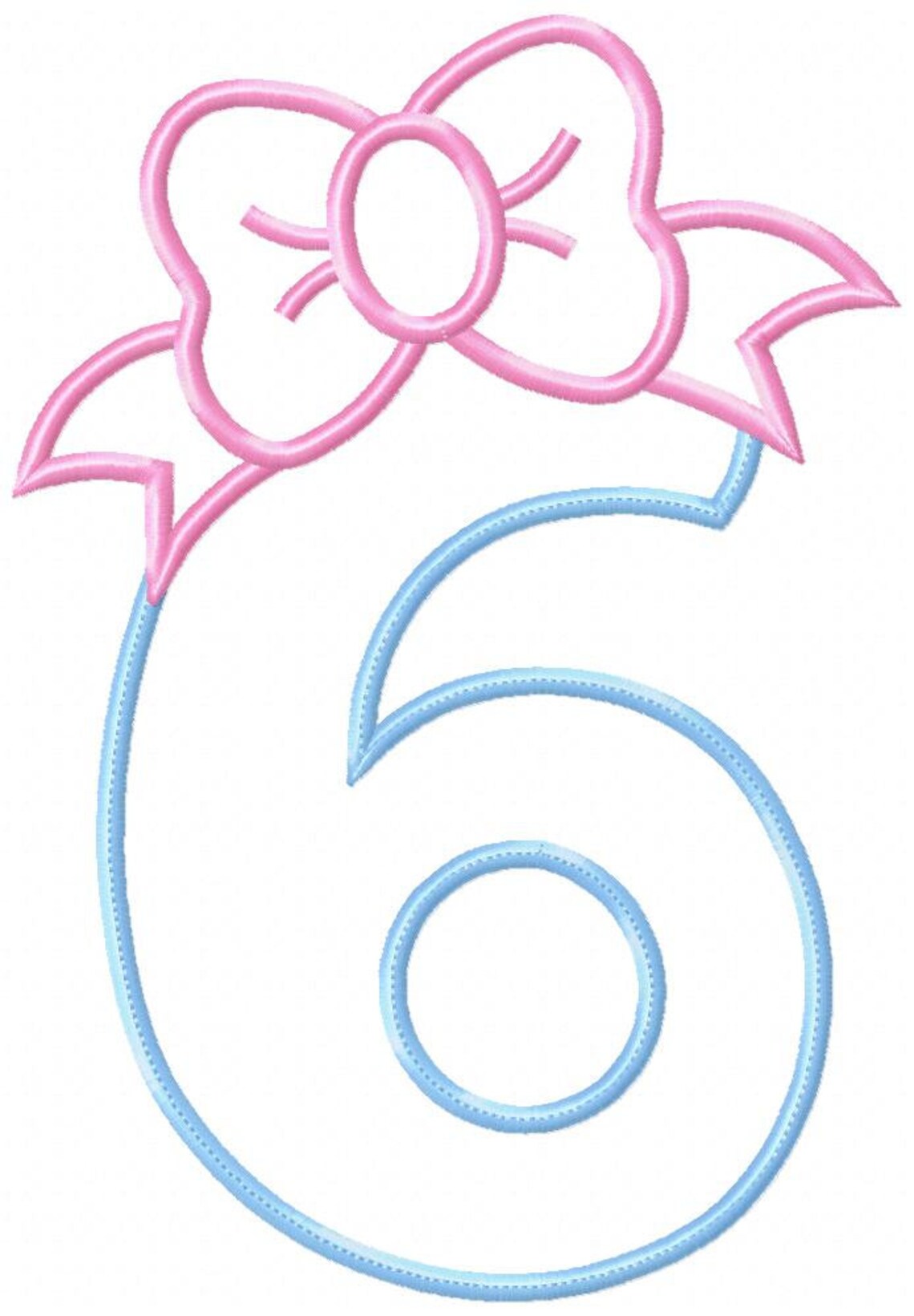 Big Bow Birthday Set Numbers 0-9 Applique 4x4 5x7 6x10 | Etsy