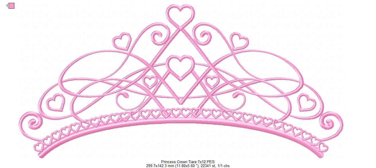 Princess Tiara Fill Stitch Embroidery Design 5x4 5x7 5x8 - Etsy