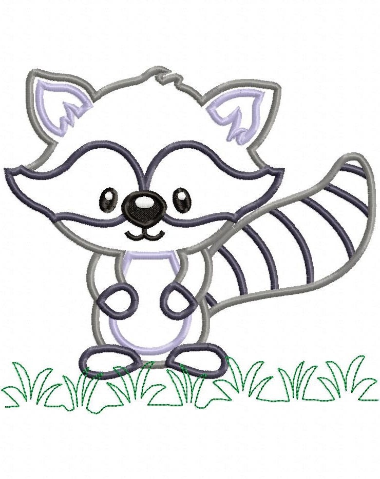 Raccoon Machine Embroidery Design Applique Embroidery - Etsy