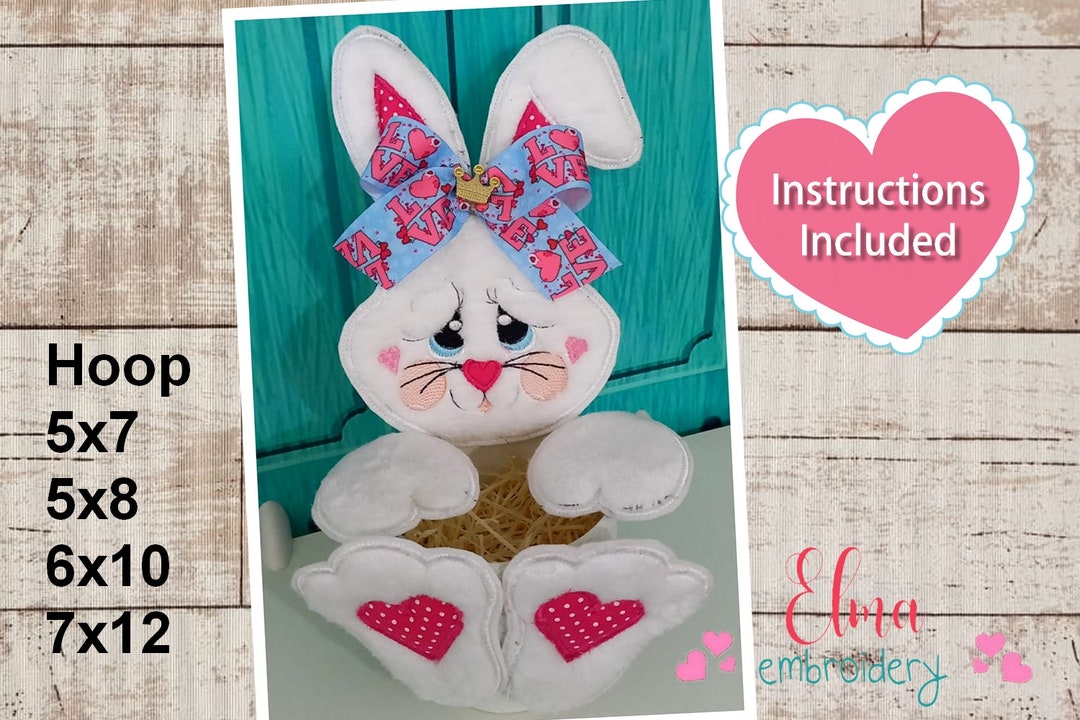 Bunny Girl Easter Eggs Basket ITH Project - Applique - 5x7 5x8 6x10 ...