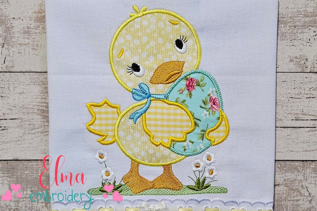 Cute Little Duck With Easter Egg - Applique - Animal Embroidery - 4x4 ...