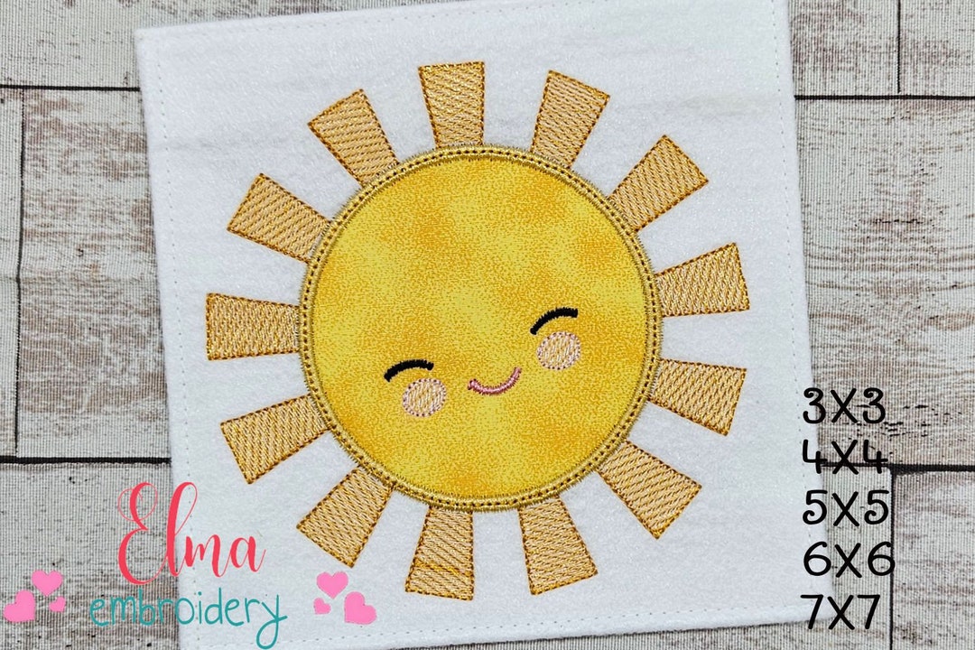 Happy Sun Sunshine Summer - Machine Embroidery Design - Applique ...