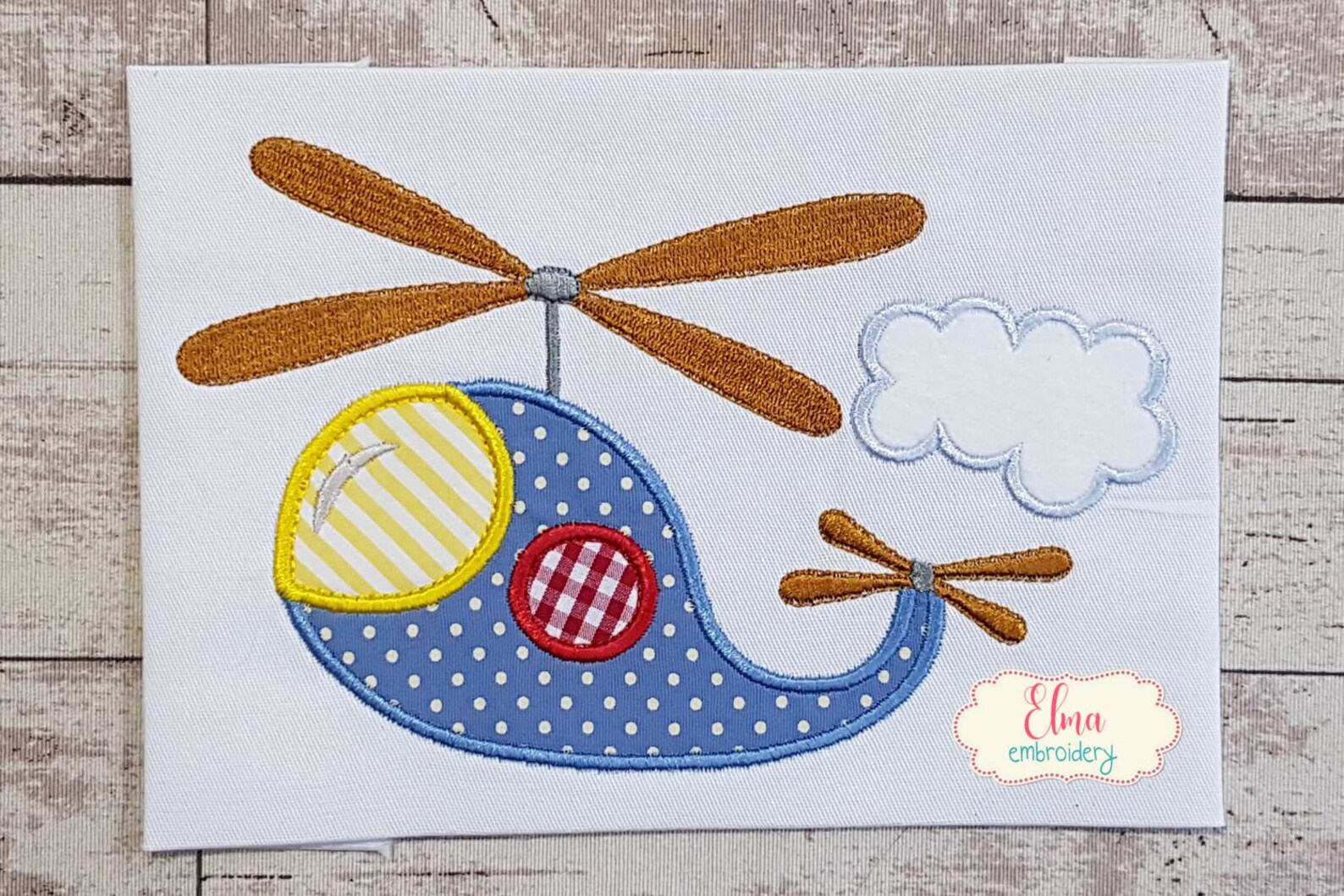 Helicopter and Cloud Applique Embroidery Design 4x4 5x4 | Etsy