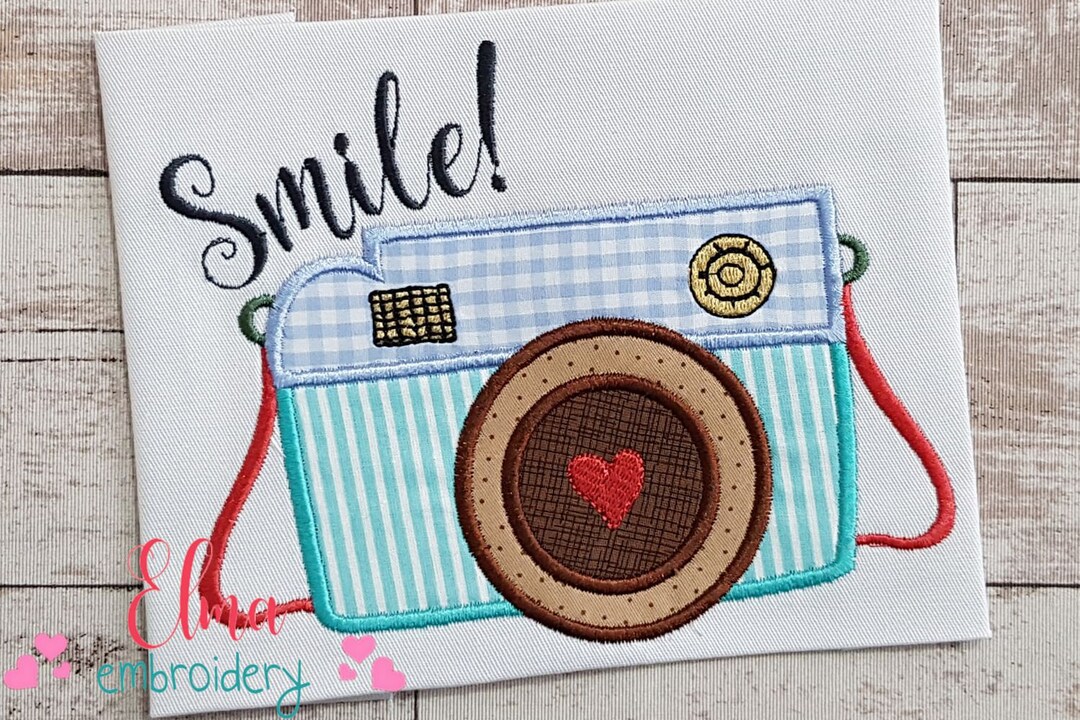 Photographic Camera Smile! - Applique - 4x4 5x4 5x7 5x8 6x10 7x12 ...