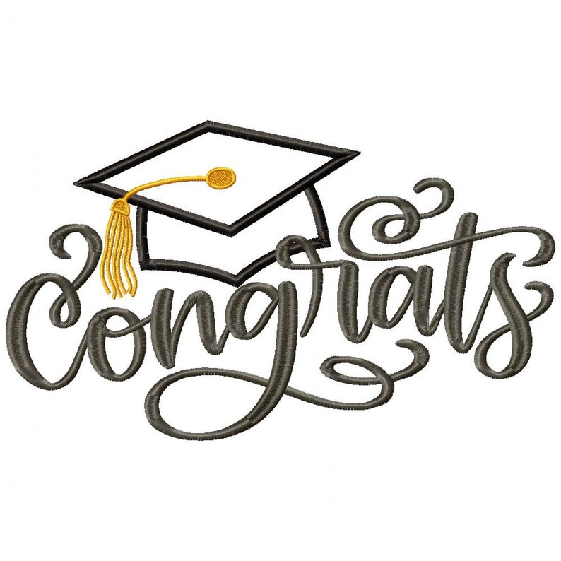 Congrats With Graduation Cap Applique 4x4 5x4 5x7 5x8 6x10 - Etsy