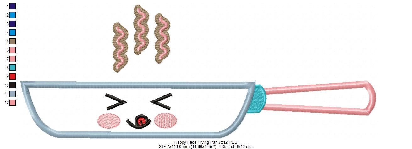 Happy Face Frying Pan Applique 4x4 5x5 6x6 7x7 Machine - Etsy