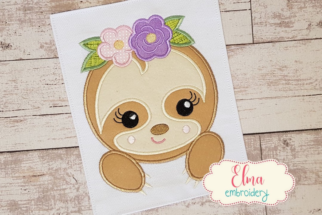 Baby Sloth Girl - Machine Embroidery Design - Applique Embroidery ...