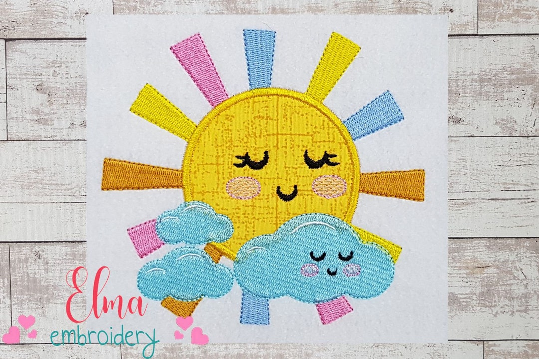 Happy Colorful Sun Sunshine Summer - Machine Embroidery Design ...