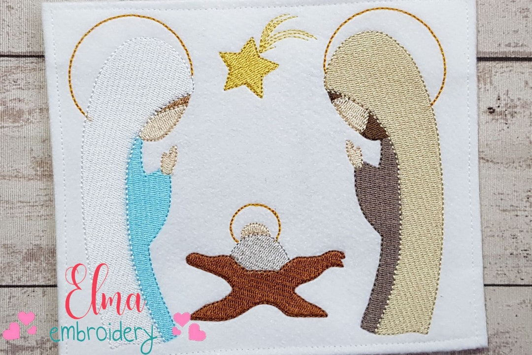 Christmas Nativity Fill Stitch: Jesus, Mary, Joseph (machine Embroidery ...