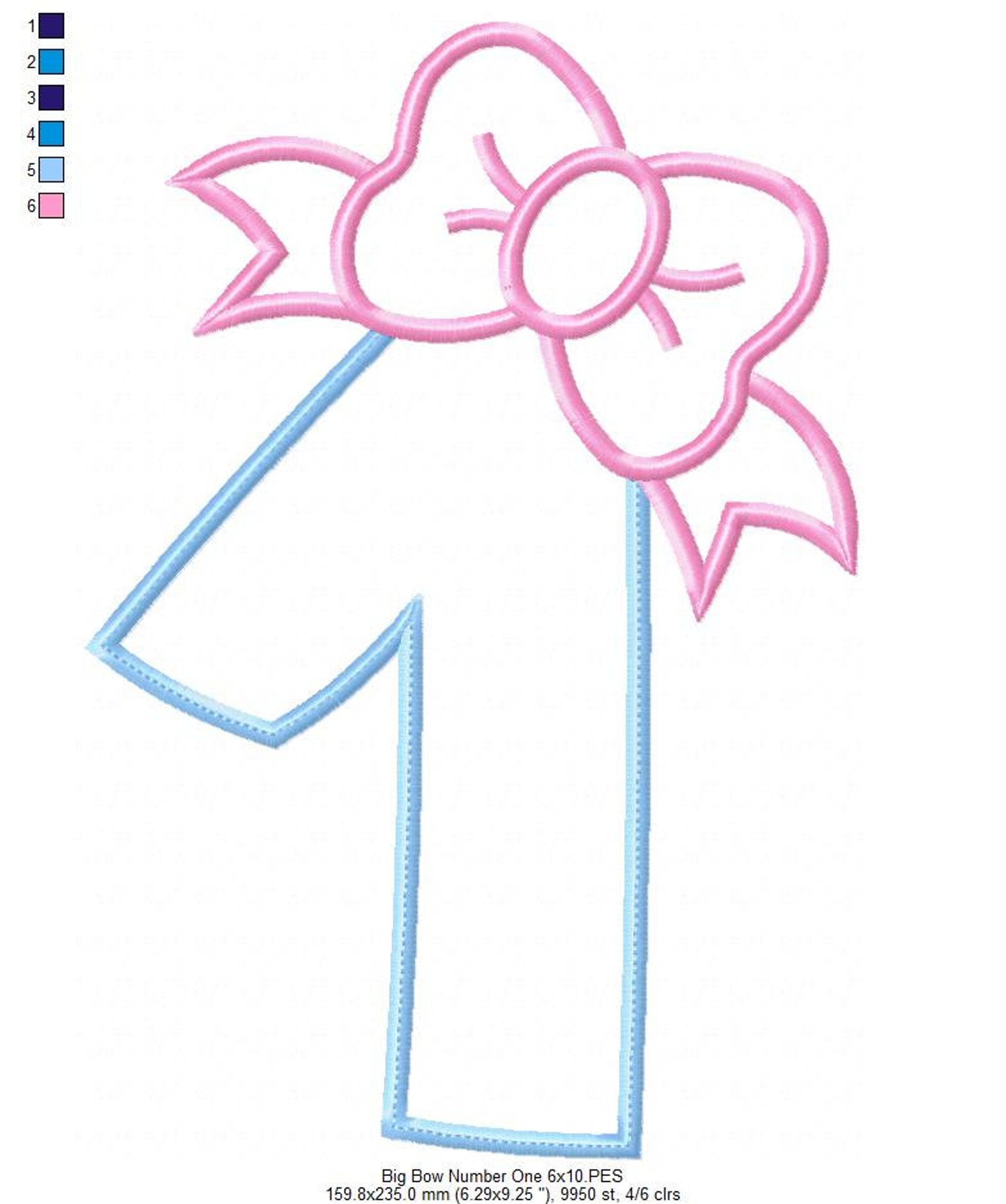 Big Bow Number 1 One 1st Firts Birthday Applique 4x4 5x7 - Etsy