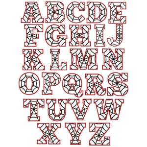 Spider Web Alphabet Monogram - Applique - 4x4 5x5 6x6 7x7 - Machine ...