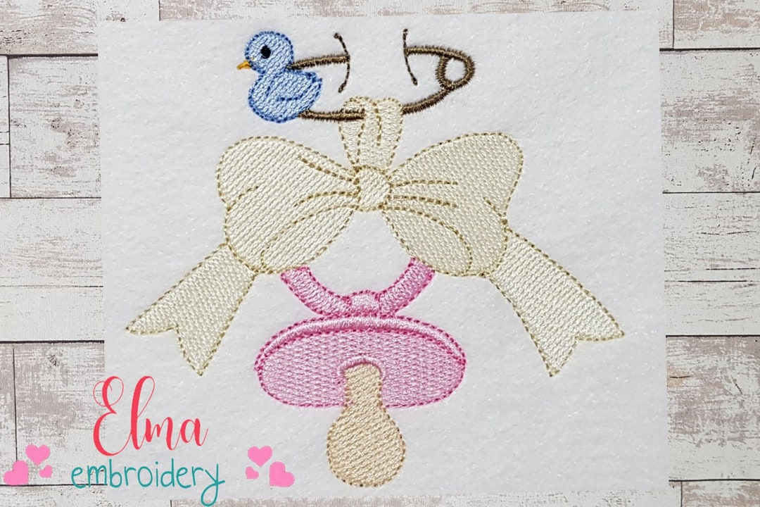 Baby Binky, Bow and Bird - Fill Stitch - 4x4 5x5 6x6 7x7 - Machine ...