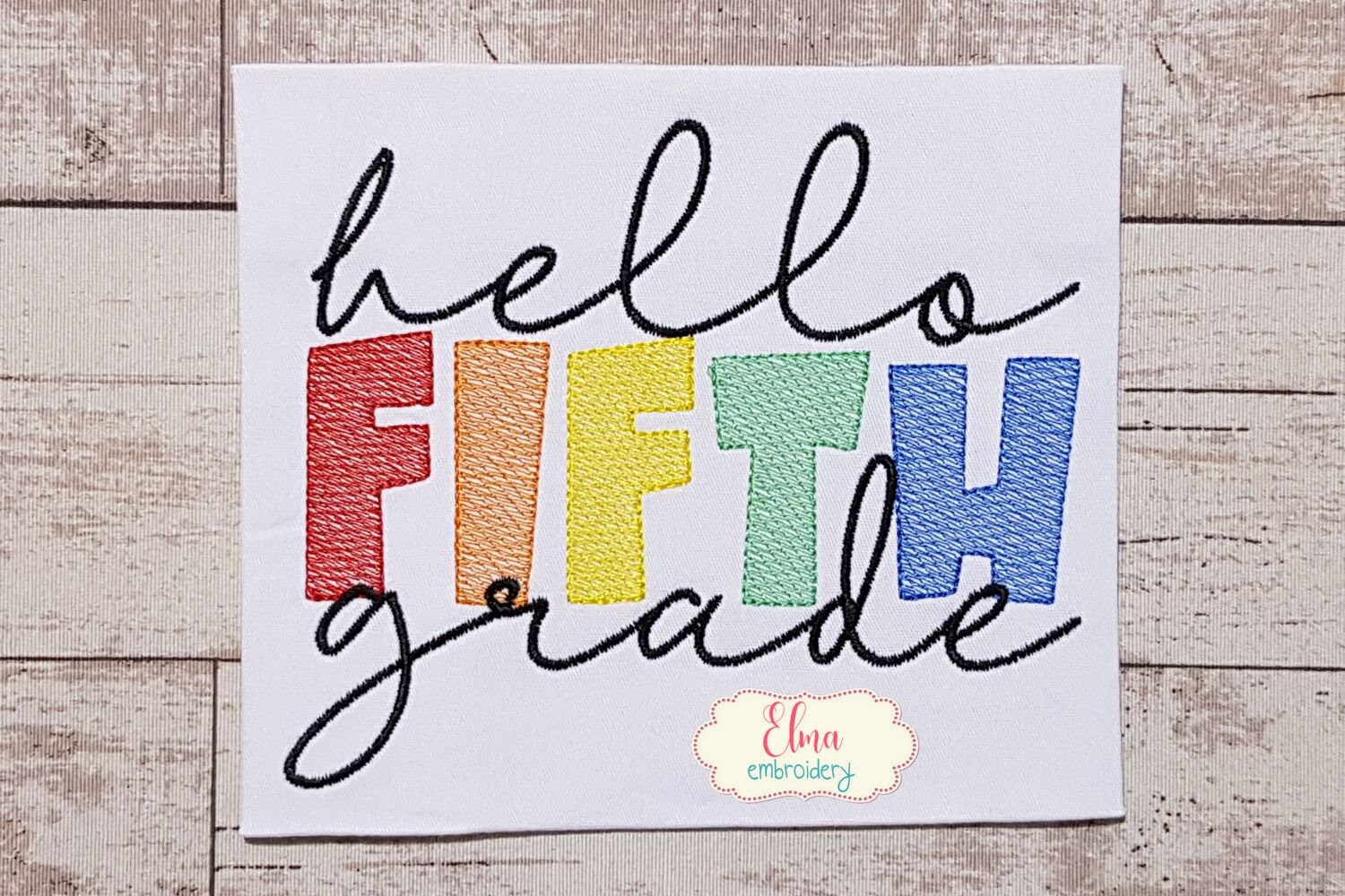 Hello Fifth Grade Rippled Stitch 4x4 5x4 5x7 5x8 6x10 7x12 | Etsy