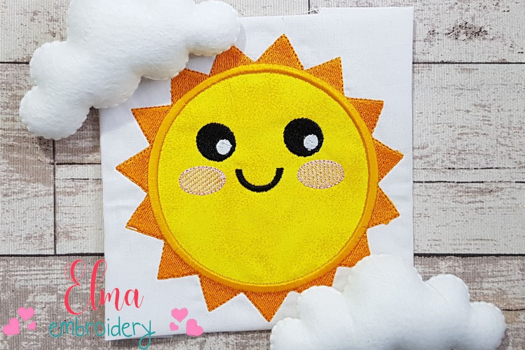 Happy Sun Sunshine Cute Summer - Machine Embroidery Design - Applique ...