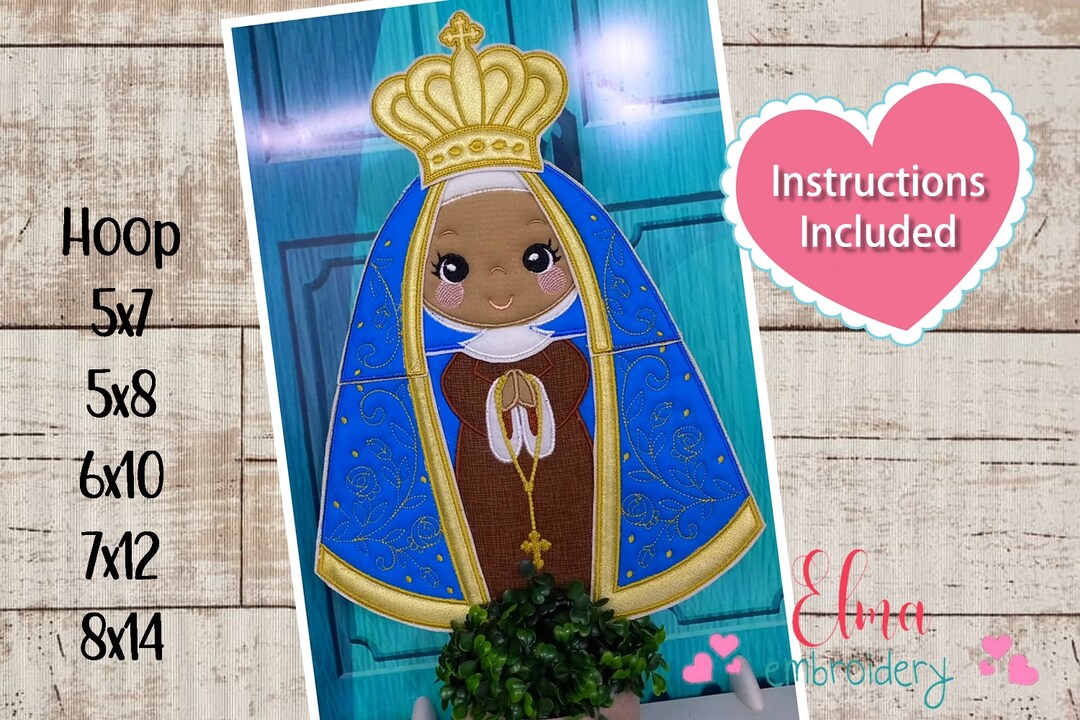 Angel Our Lady Virgin Mary Machine Embroidery Project - Applique - 5x7 ...