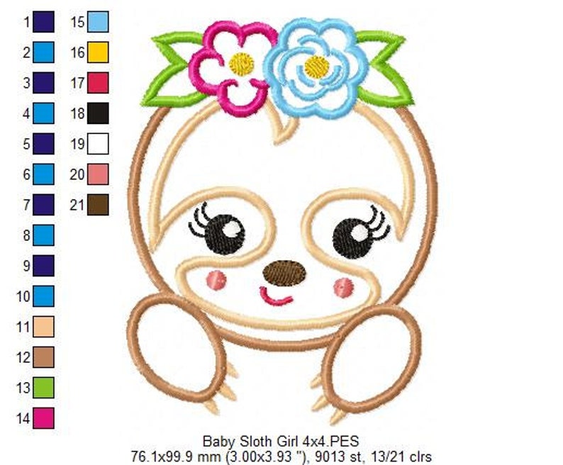 Baby Sloth Set of 2 Designs Machine Embroidery Design - Etsy